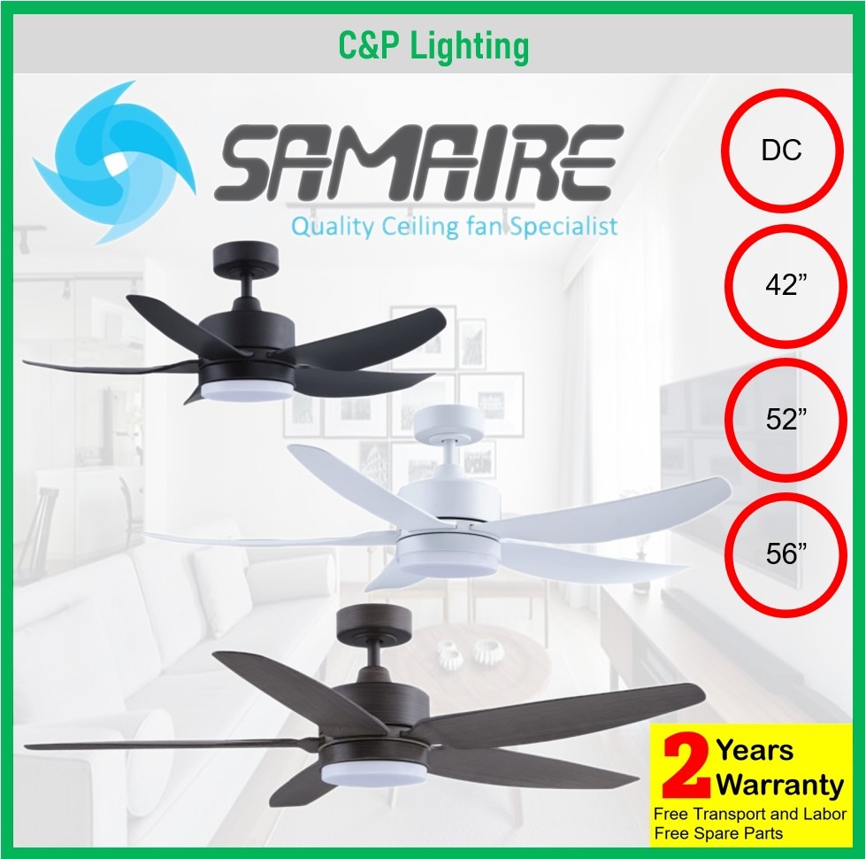 [New Launch] Samaire 42" / 52" / 56" 5 Blades DC Ceiling Fan With ...