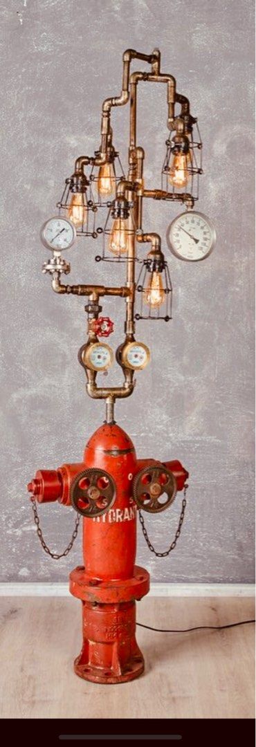 Restored Fire Hydrant Industrial Style Standing Lamp, Furniture & Home ...