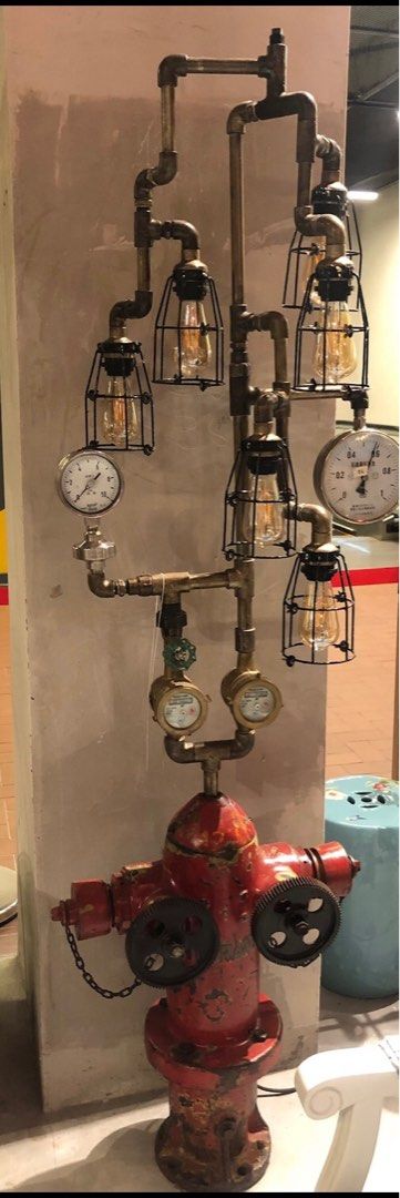 Restored Fire Hydrant Industrial Style Standing Lamp, Furniture & Home ...