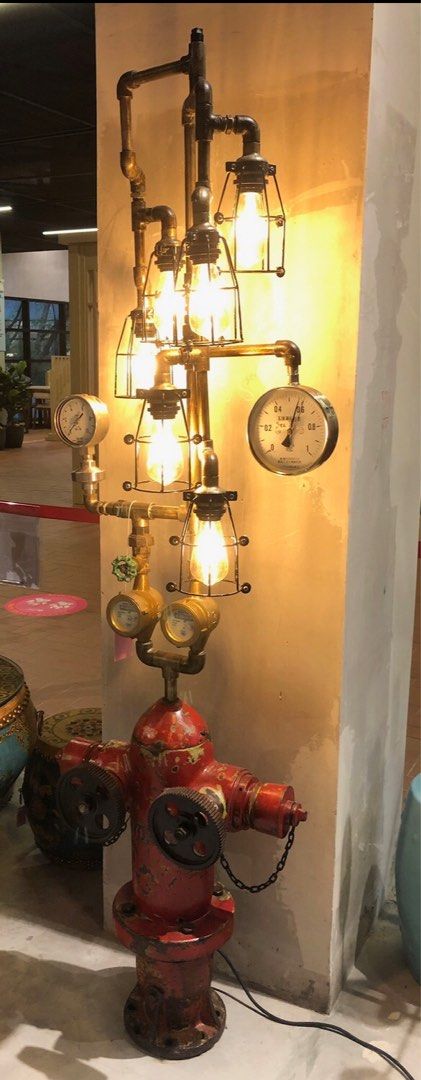 Restored Fire Hydrant Industrial Style Standing Lamp, Furniture & Home ...
