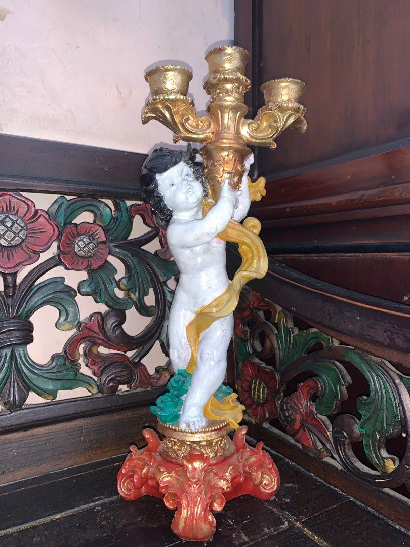 Patung Baby angel(tempat lilin), Antik, Pajangan di Carousell