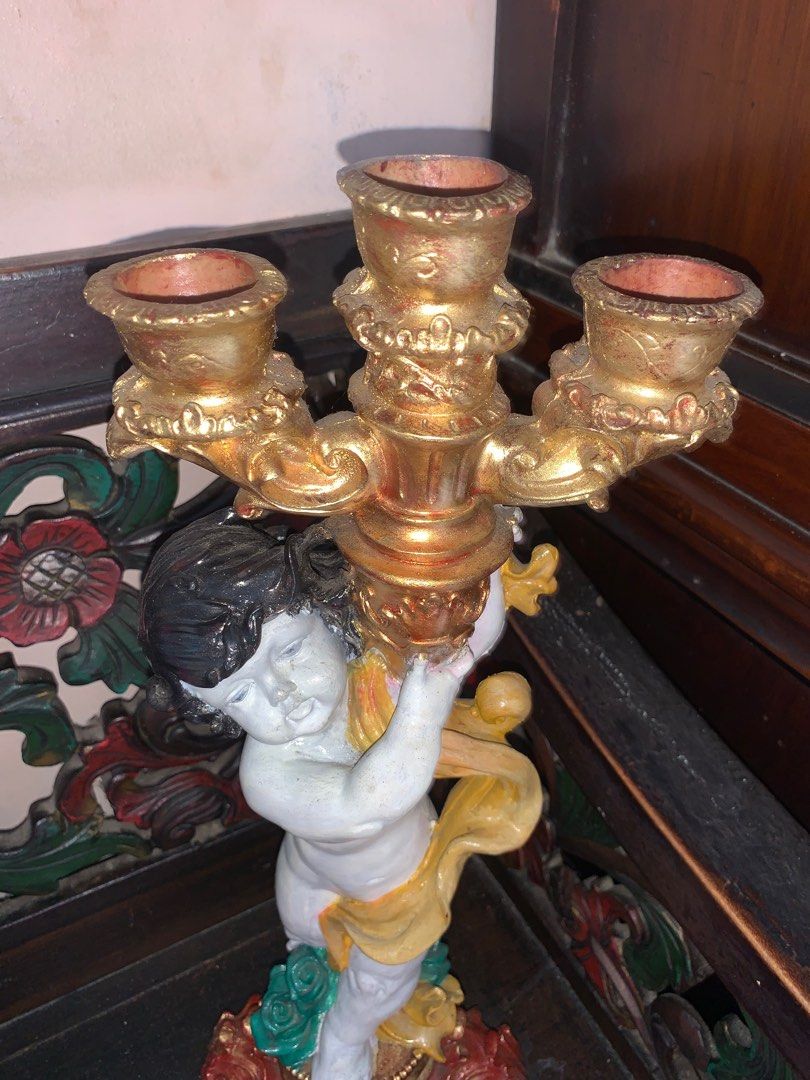 Patung Baby angel(tempat lilin), Antik, Pajangan di Carousell