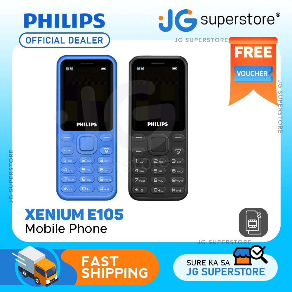 Philips Xenium E105 Basic Mobile Dual Sim / MP3 Player (Black, Blue ...