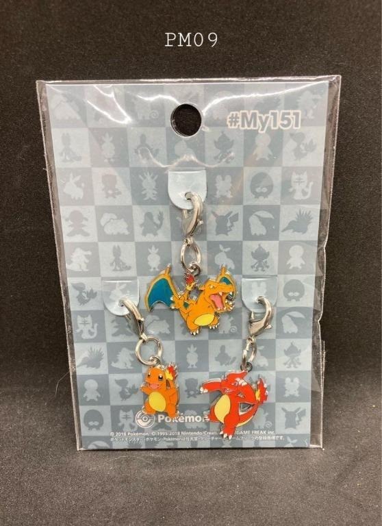(PM09) Pokemon Center Metal Charms Charmander Charmeleon Charizard Set ...