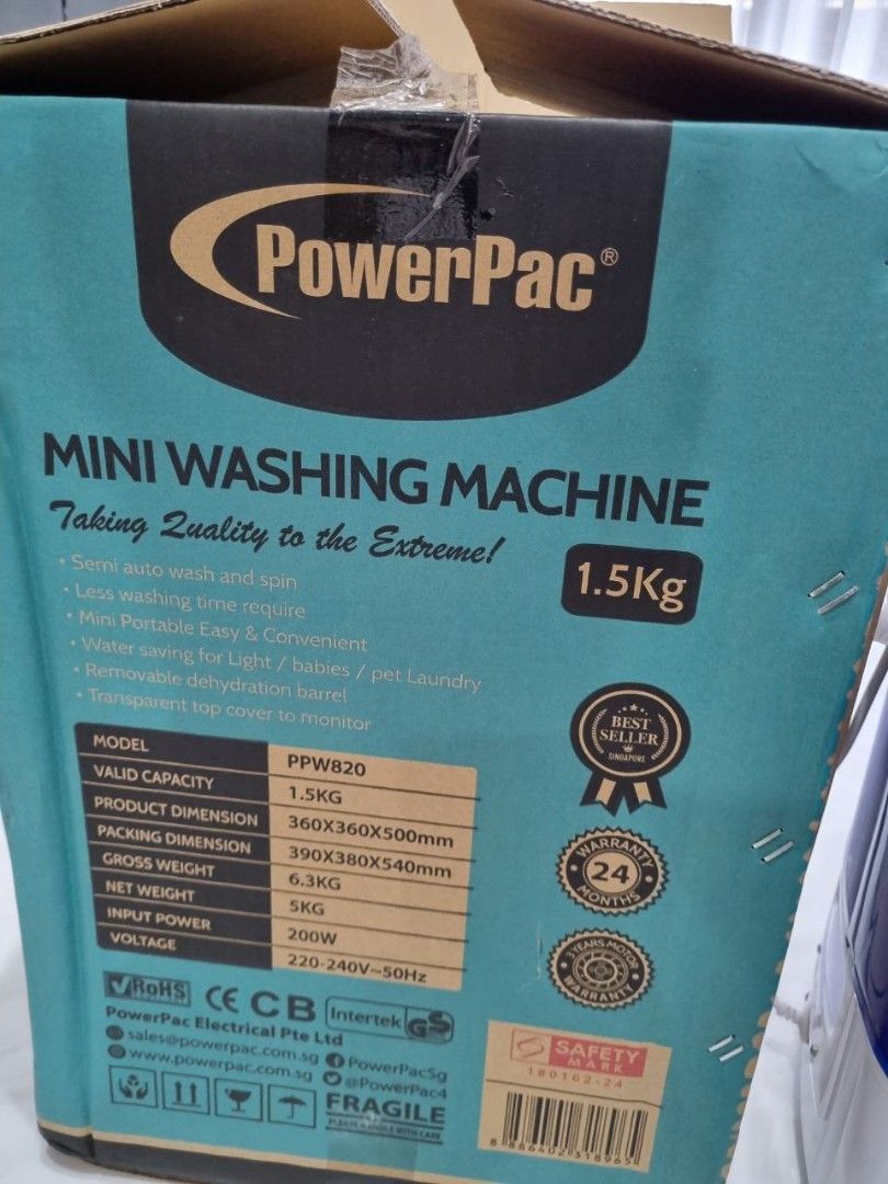 Powerpac Mini Washing Machine 1.5Kg, TV & Home Appliances, Washing ...