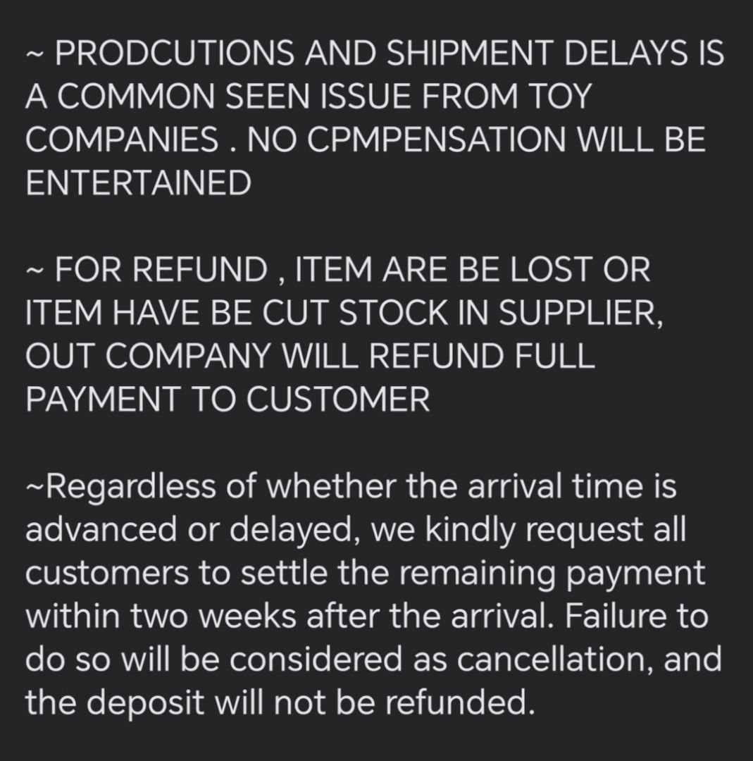 PRE ORDER RULES, Hobbies & Toys, Toys & Games on Carousell