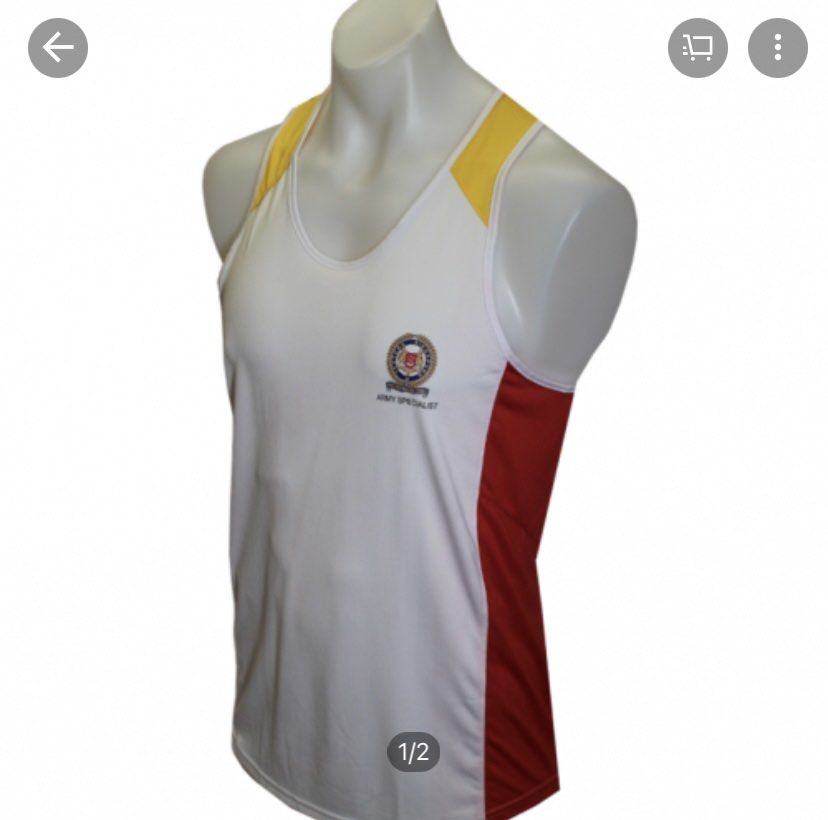 SAF Singlet (Red & Yellow), Men's Fashion, Activewear on Carousell