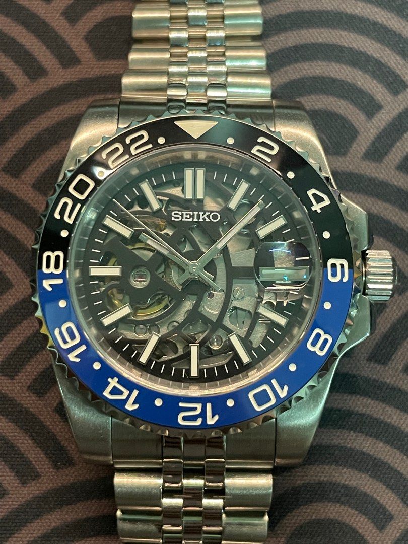 Seiko Custom Mod “GMT Master II Skeleton Black Batman” 40mm case, Men's ...