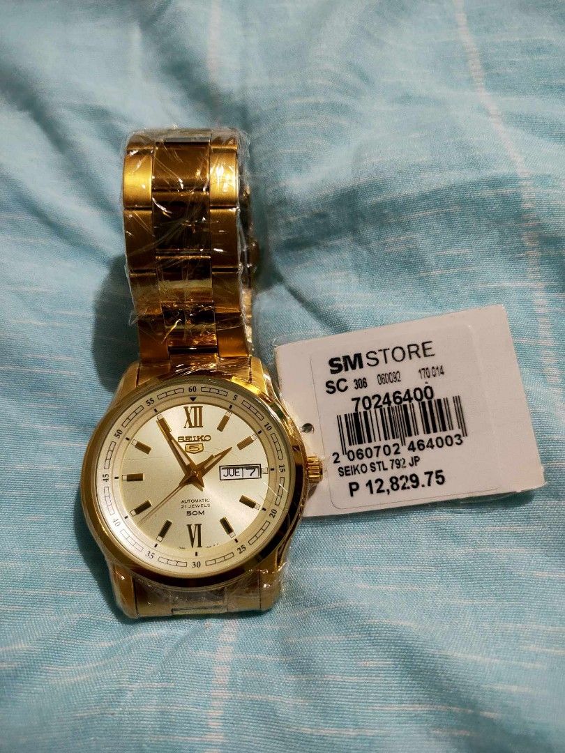 Seiko 5 gold automatic SNKP20k1, Men's Fashion, Watches & Accessories ...