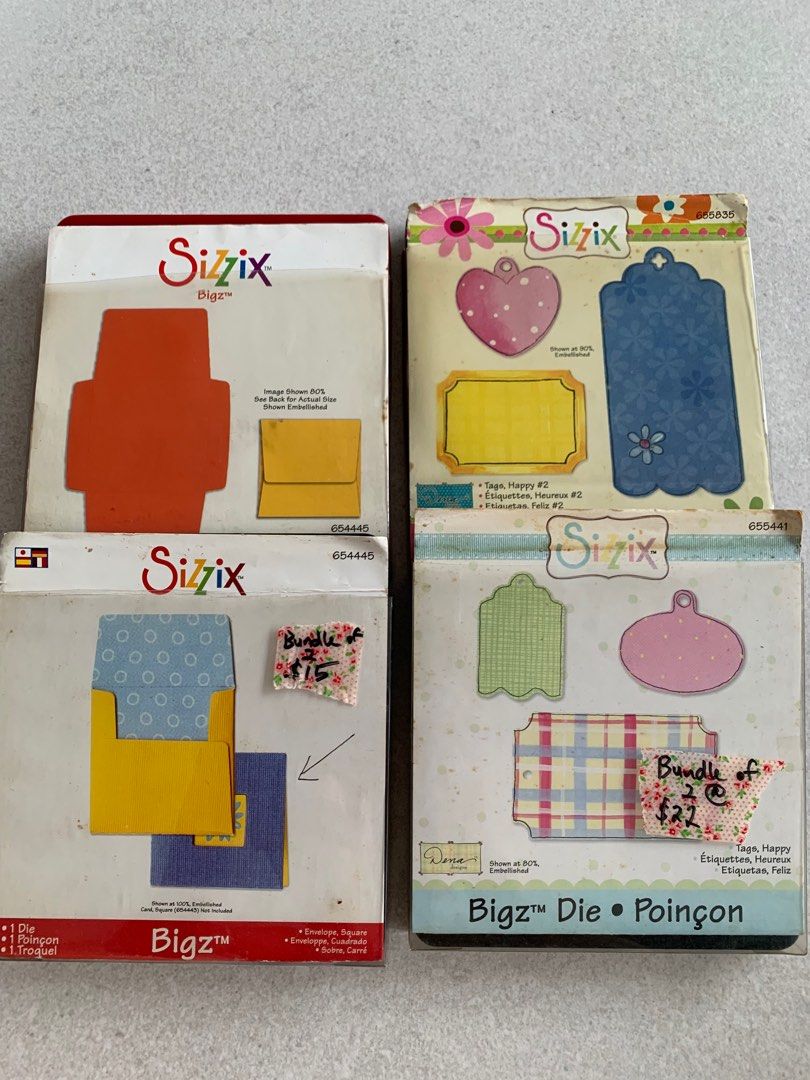 Sizzix Dies Sets : envelope+card / tags, Hobbies & Toys, Stationery ...