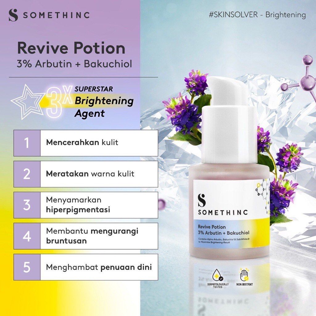 SOMETHINC Revive Potion 3% Arbutin + Bakuchiol Original, Kesehatan ...