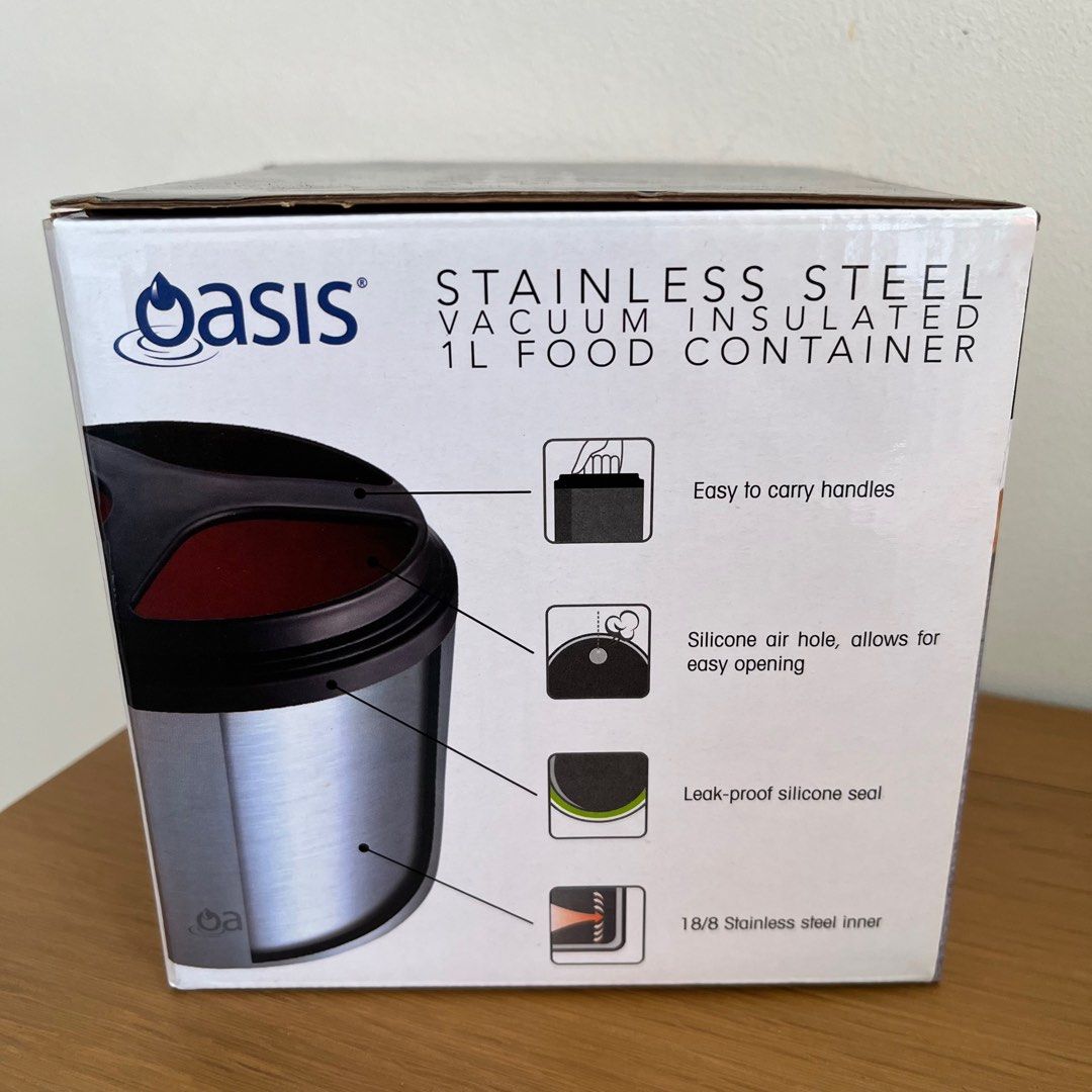Stainless Steel Vacuum Insulated Food Countainer (1L), Furniture & Home ...