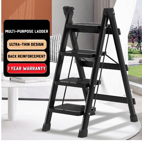 Step Ladder 3 And 4 Steps Black Foldable Step Ladder HKS2070, Furniture ...