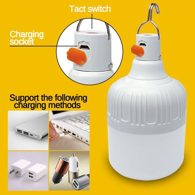 Super Bright Rechargeable Charge Light Bulb Outdoor Camping 3 Model ...