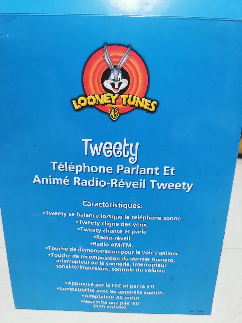 Telephone, plus radio, clock and alarm, animated tweety bird ringing ...