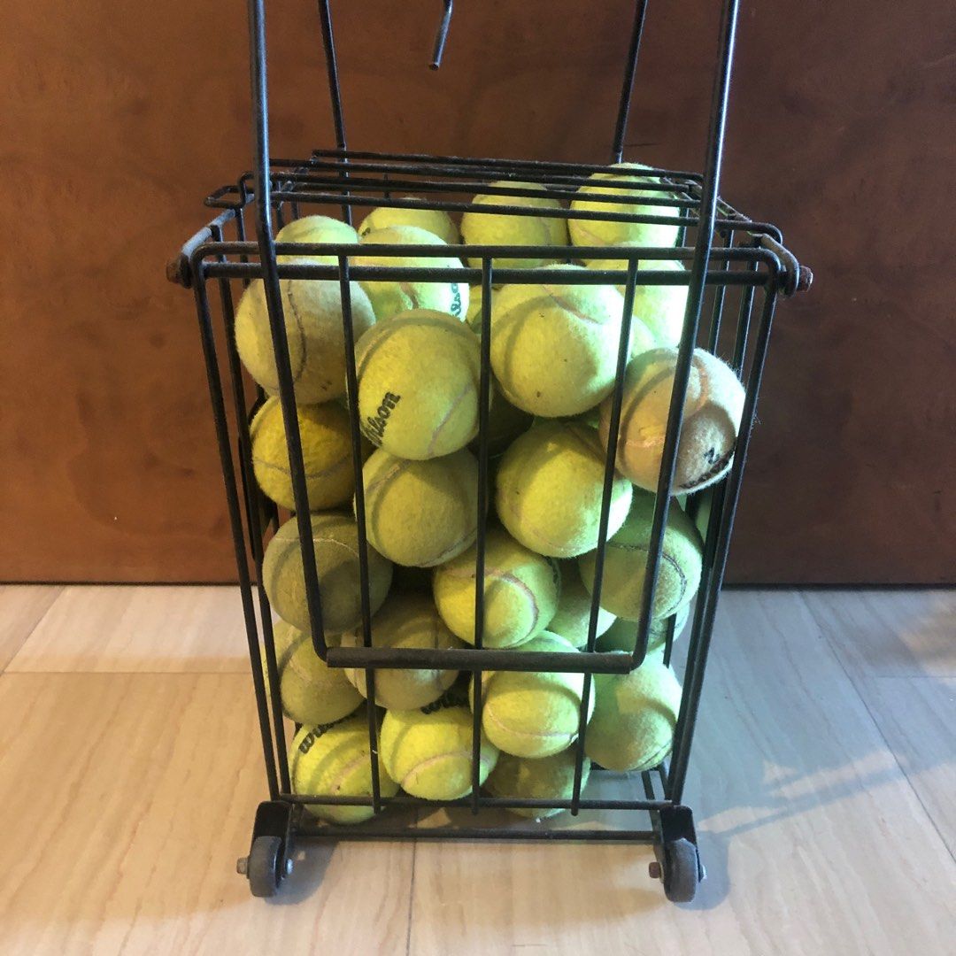 Teloon 72 Tennis Ball Basket Picker with Tennis Balls, Sports Equipment ...