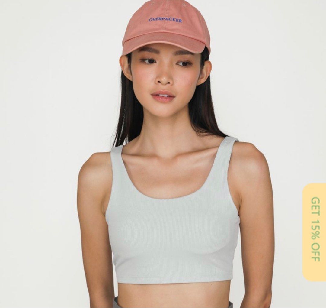 The Tinsel Rack Rylie Ribbed Padded Top (Light Grey) [Updated Sizing ...