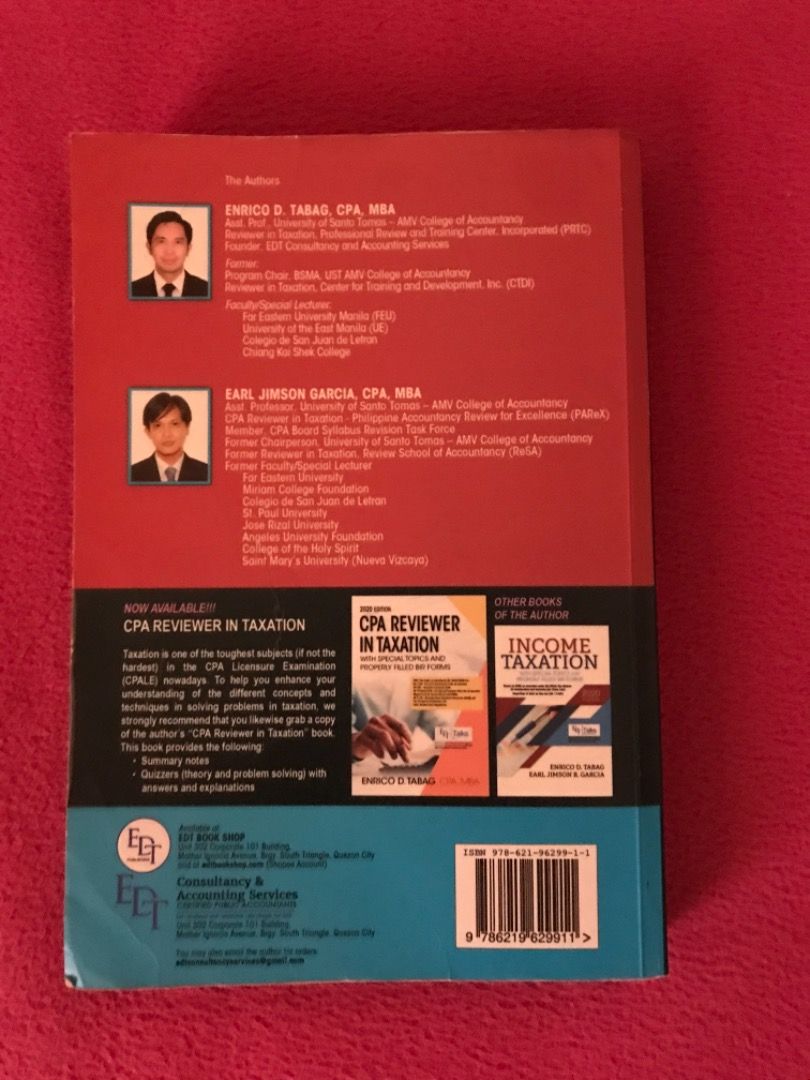 Transfer and Business Taxation (2020 Edition) By Enrico Tabag & Earl ...