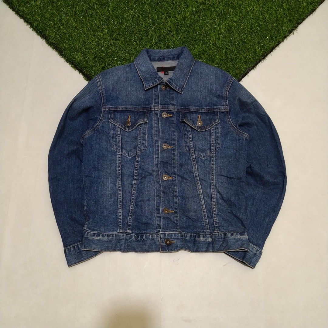 Trucker jeans uniqlo jaket denim second bekas preloved thrifting original branded casual, Fesyen ...