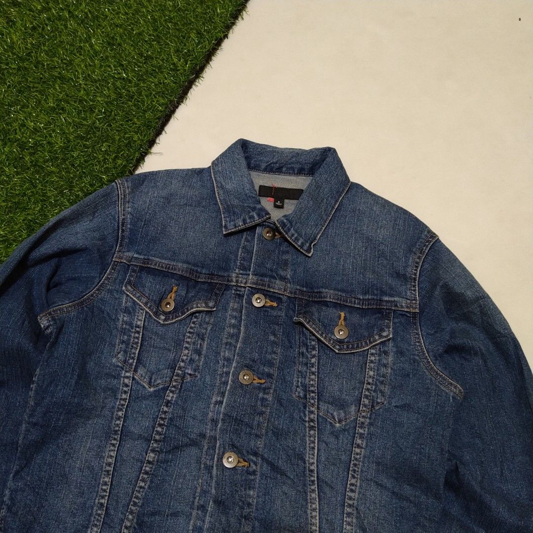 Trucker jeans uniqlo jaket denim second bekas preloved thrifting original branded casual, Fesyen ...