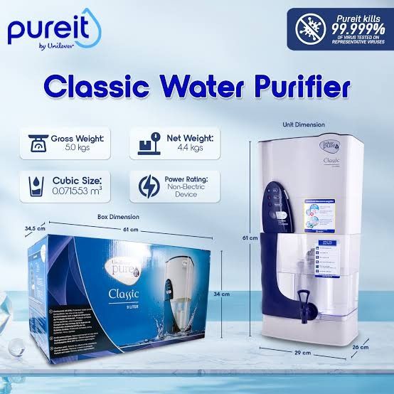 Unilever Pureit Classic 9L Water Purifier, TV & Home Appliances ...