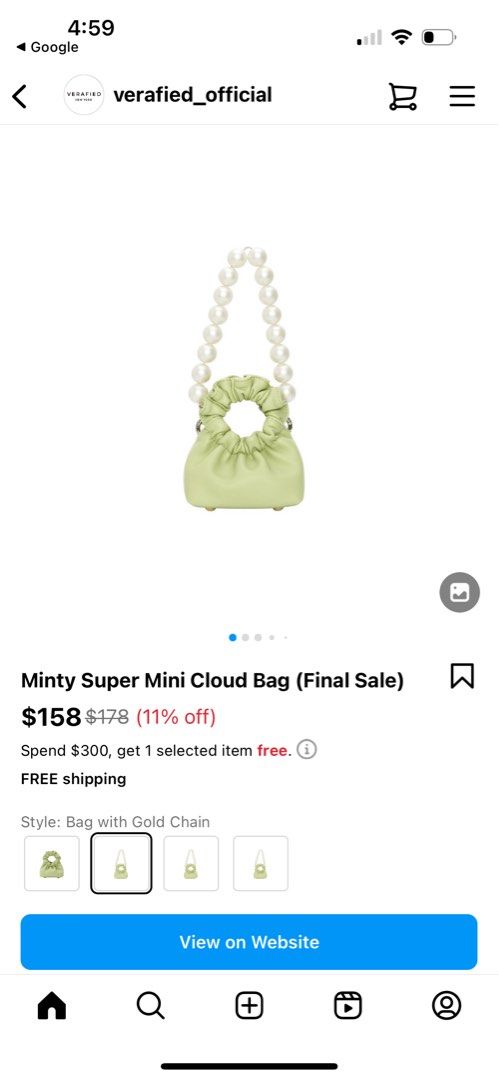 Verafied minty super mini cloud bag, Women's Fashion, Bags & Wallets ...