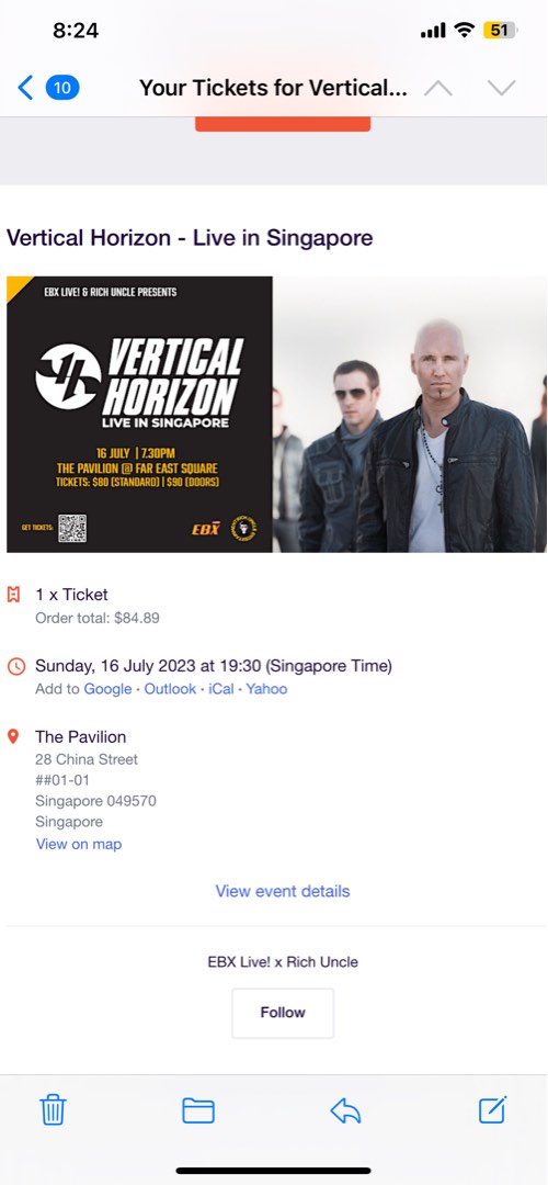 Vertical Horizon Concert Ticket, Tickets & Vouchers, Event Tickets on ...