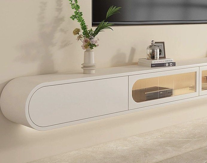 Wall-hung TV console with curved edges, Furniture & Home Living ...