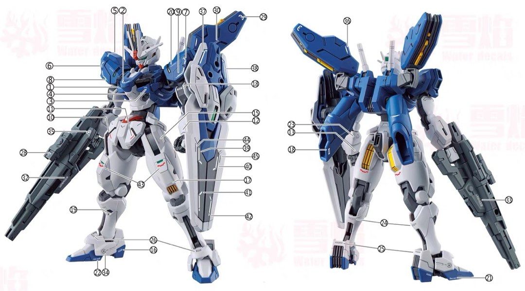 [XY] HG Aerial Rebuild Gundam Fluorescent Waterslide Decal 1/144 by ...