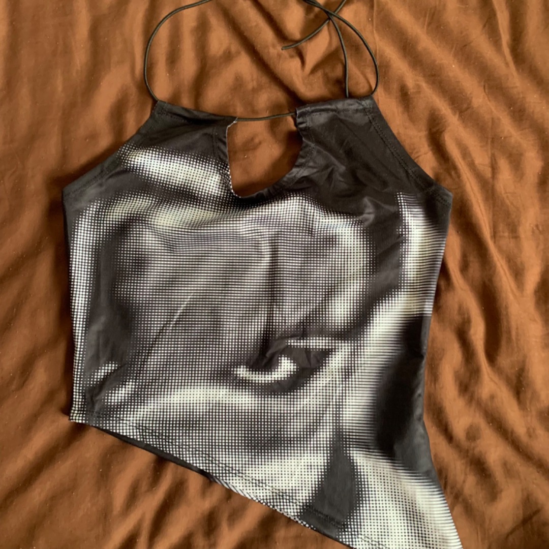 Y2K Graphic Black Backless Top on Carousell