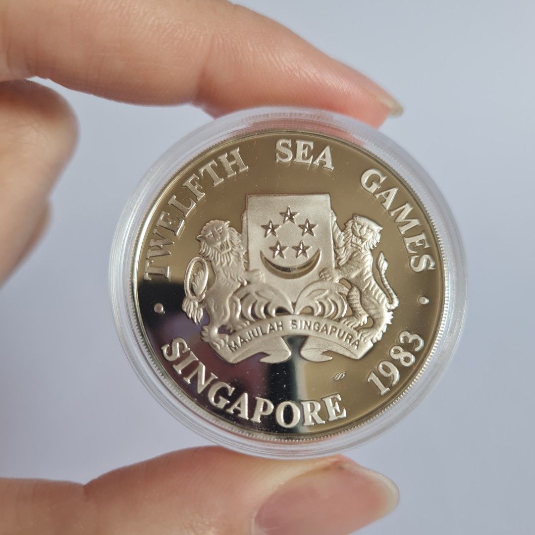 1983 Sterling Silver Proof Coin Singapore SEA Games 5 Dollar 925 20g ...