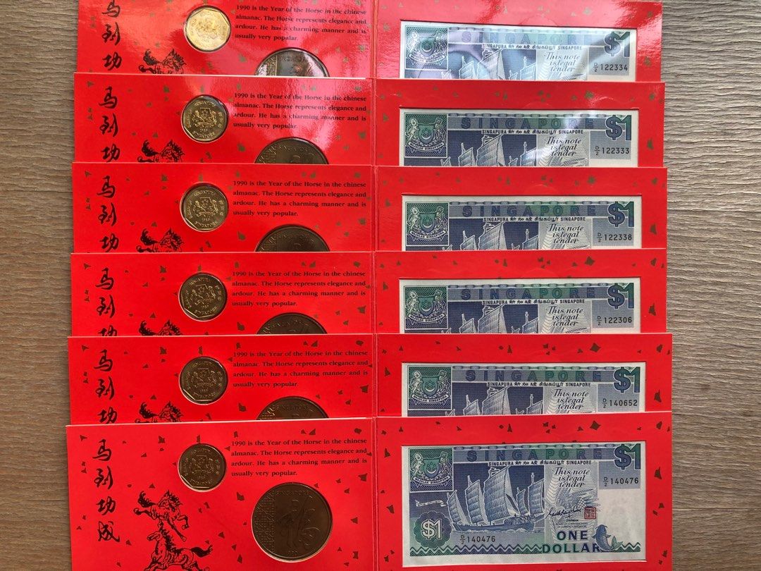 6 .sets .. 1990 horse year $1 note n coin set, Hobbies & Toys ...