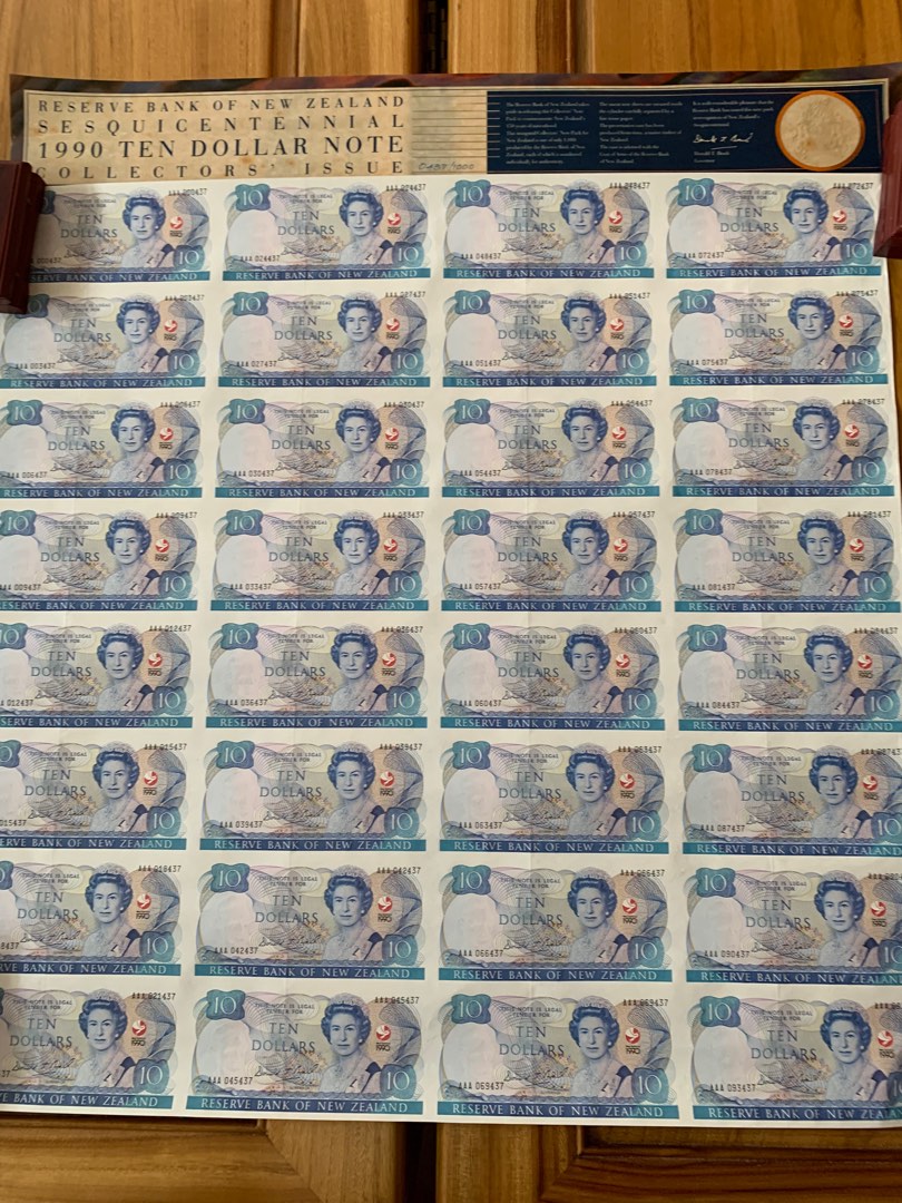 32 10NZD Commemorative Notes Uncut Sheet, Hobbies & Toys, Memorabilia ...