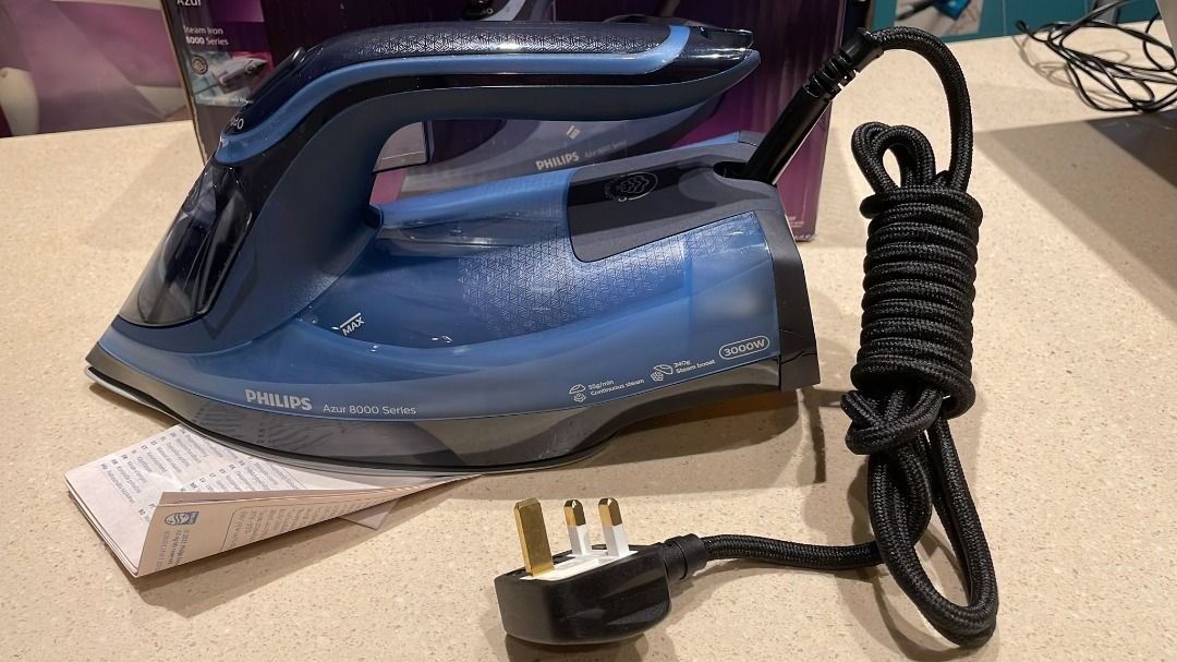 3649) PHILIPS AZUR 8000 SERIES STEAM IRON (DST8050/26), DARK BLUE, TV ...