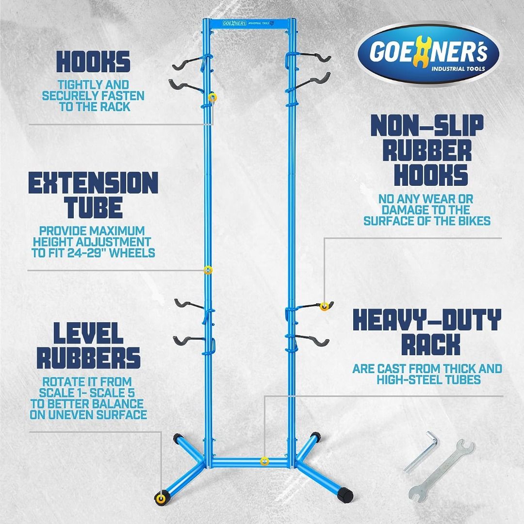 4 Bike Gravity Rack Garage(Max 240lbs), Freestanding Bike Storage Rack with Fully Adjustable ...