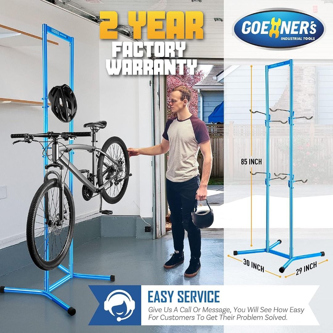 4 Bike Gravity Rack Garage(Max 240lbs), Freestanding Bike Storage Rack with Fully Adjustable ...