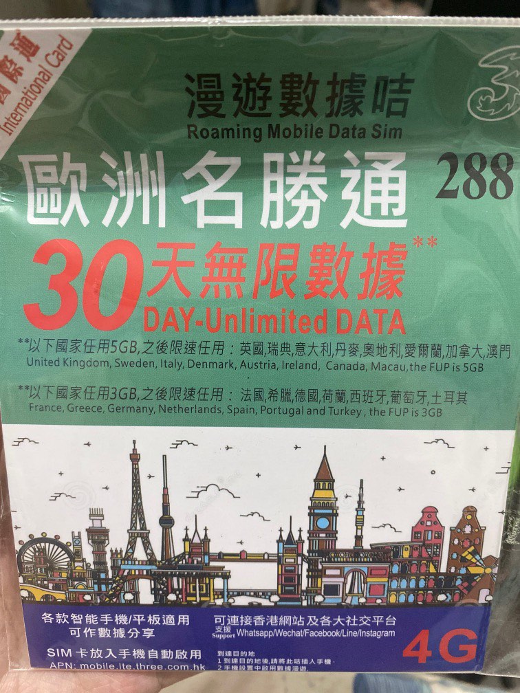 歐洲數據電話卡 International roaming mobile data sim, 手提電話, 電話及其他裝置配件, Sim 卡 ...