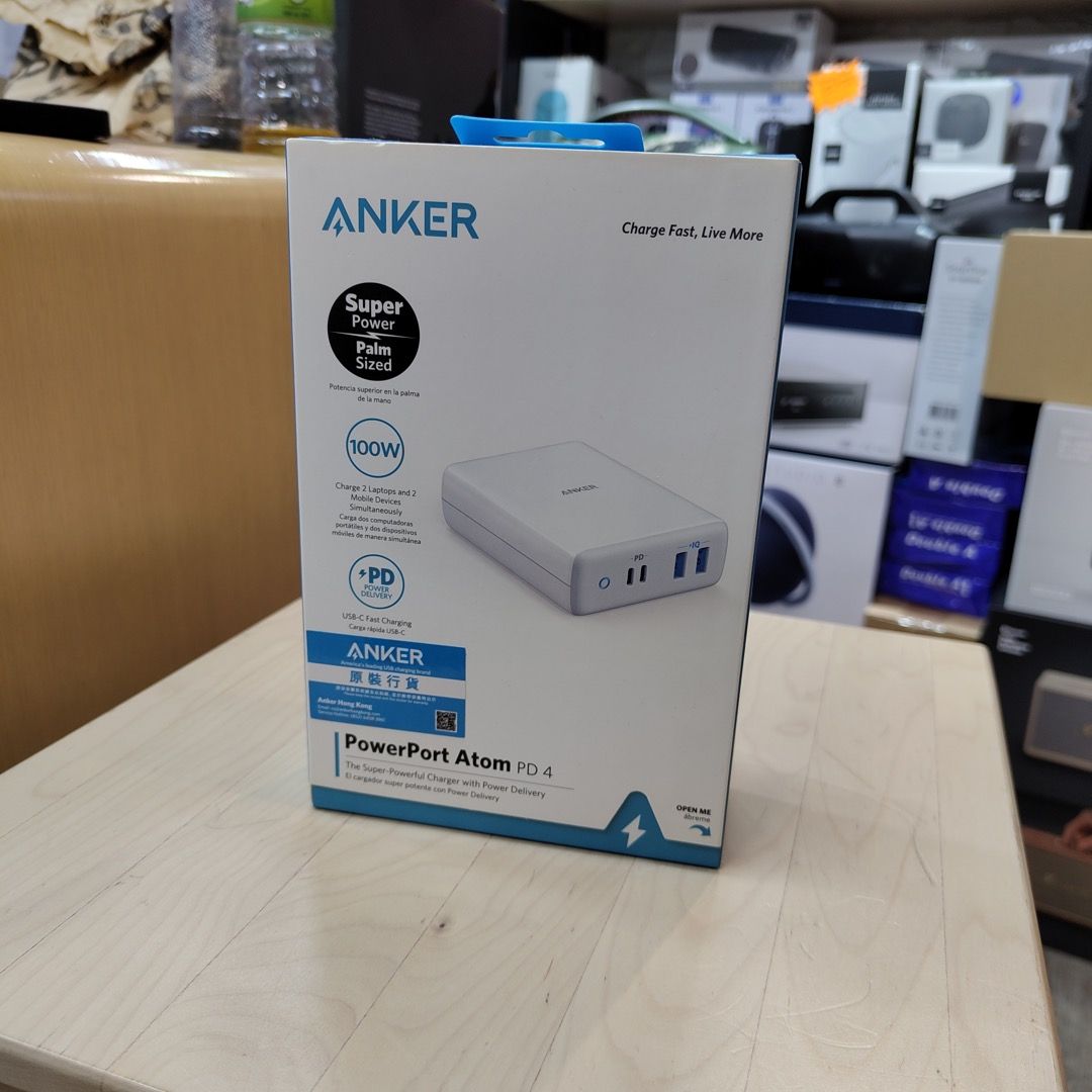 (全新現貨）Anker PowerPort ATOM PD 4 Dual PD 4-Port 快速充電器 (100W) A2041K2, 手提 ...