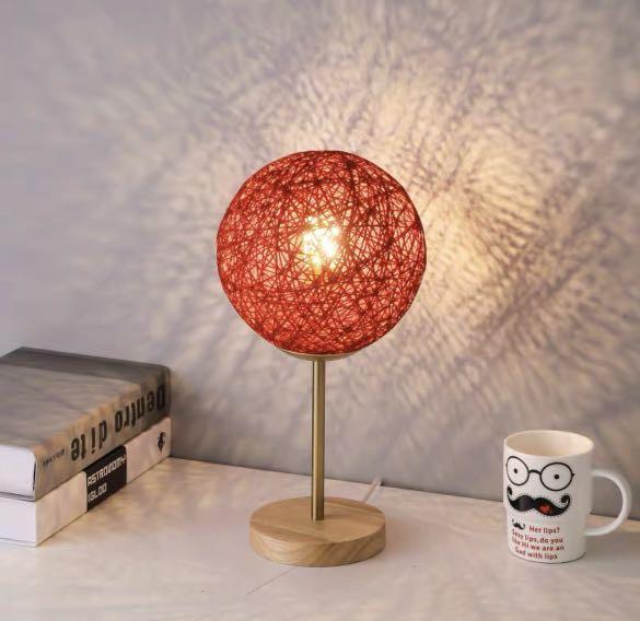 Bedside table lamp [Red], Furniture & Home Living, Lighting & Fans ...