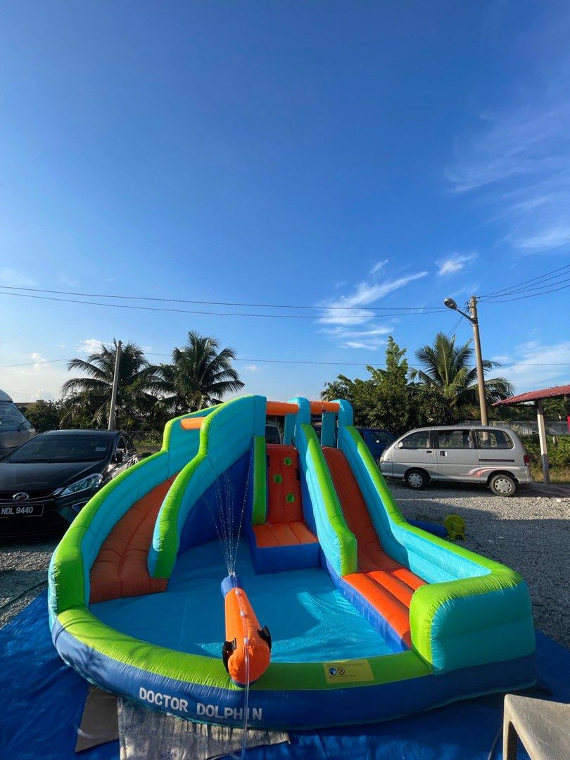 Birthday Slide Doctor Dolphin Inflatable Kids Pool Water Slide Kolam ...