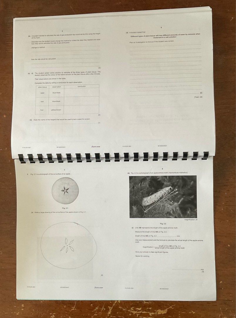 Cambridge IGCSE O Level Biology (0610) Past Year Paper 6, Hobbies ...