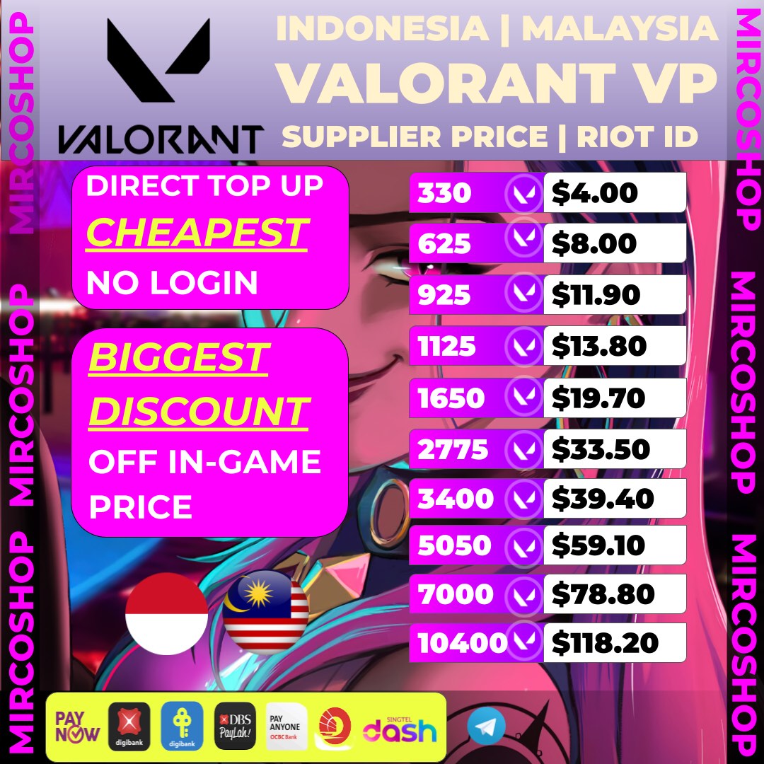 [INDONESIA] VALORANT POINT VP TOPUP Valorant point vp top up Indonesia Malaysia IDN MYR |NO ...