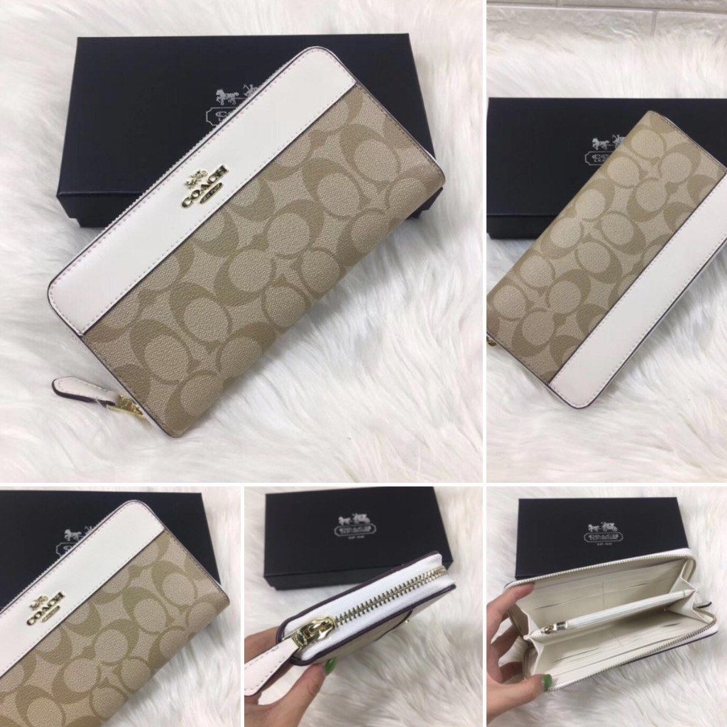 Coach Accordion Zip Wallet in Signature Canvas (76873), Women's Fashion ...