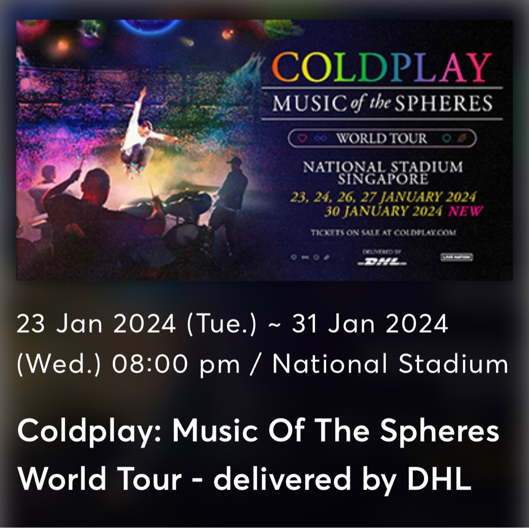Coldplay standing 31 Jan 2024 x2, Tickets & Vouchers, Event Tickets on ...