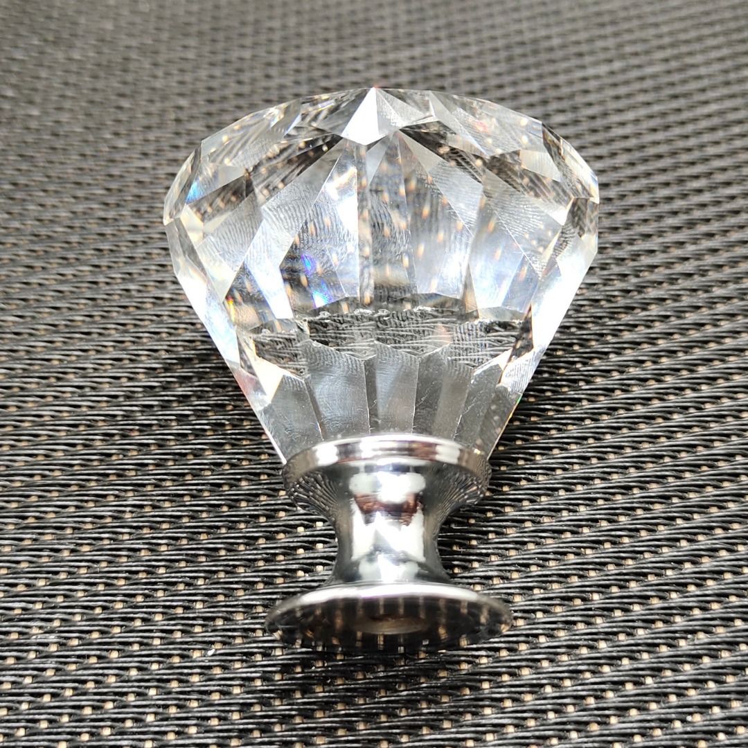 Crown Diamond Faceted Optic Crystal Glass Cabinet Drawer Pulls Knobs ...