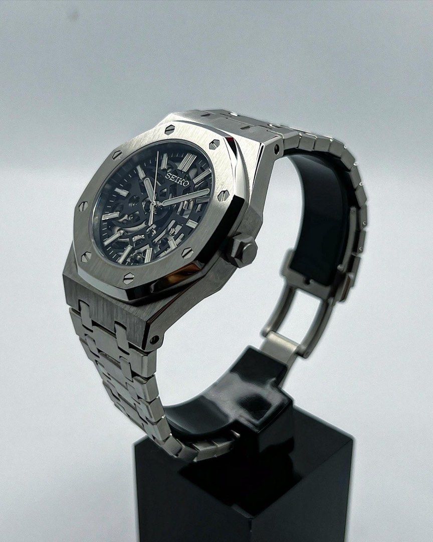 Custom Seiko Mod Silver Black AP Skeleton in 39mm, Men's Fashion ...