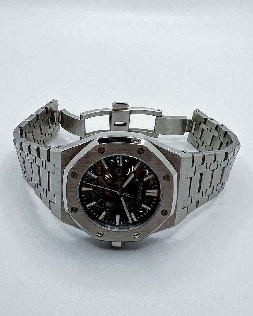 Custom Seiko Mod Silver Black AP Skeleton in 39mm, Men's Fashion ...