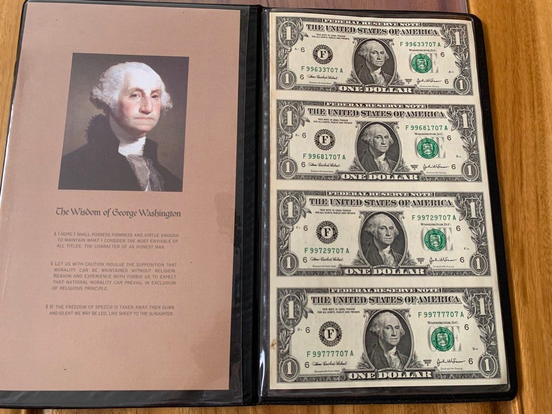 Four 1USD Notes Uncut Sheet w/folder, Hobbies & Toys, Memorabilia ...