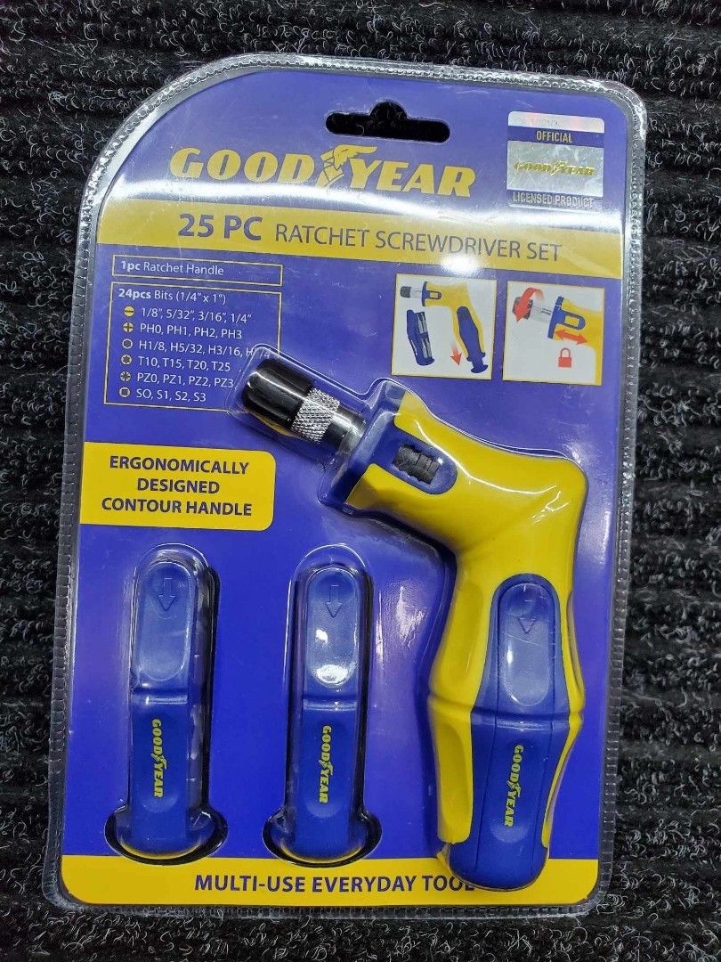 GoodYear 25 PC Heavy Duty Ratchet Screwdriver Set New, Commercial ...