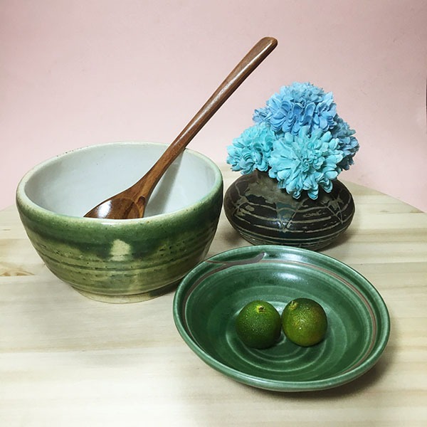 Green Soup bowl with Condiment dish (SET) on Carousell